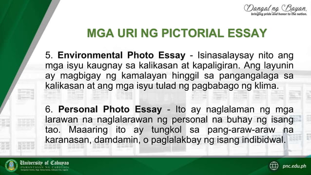 PICTORIAL-ESSAY: FILIPINO SA PILING LARANGAN | PPTX