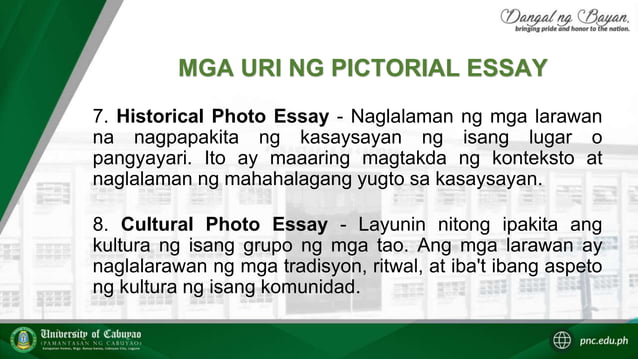 PICTORIAL-ESSAY: FILIPINO SA PILING LARANGAN | PPTX