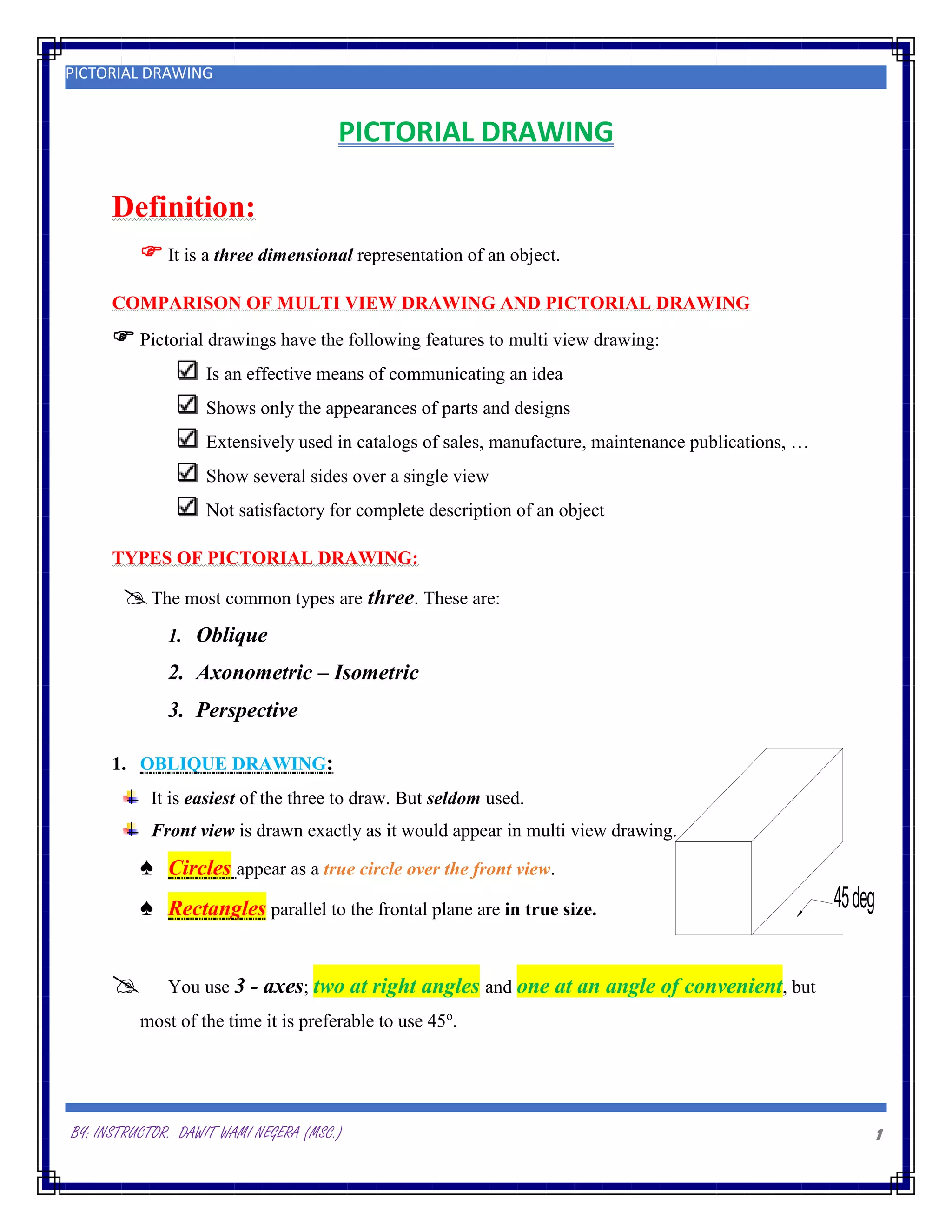 Pictorial Drawing | PDF