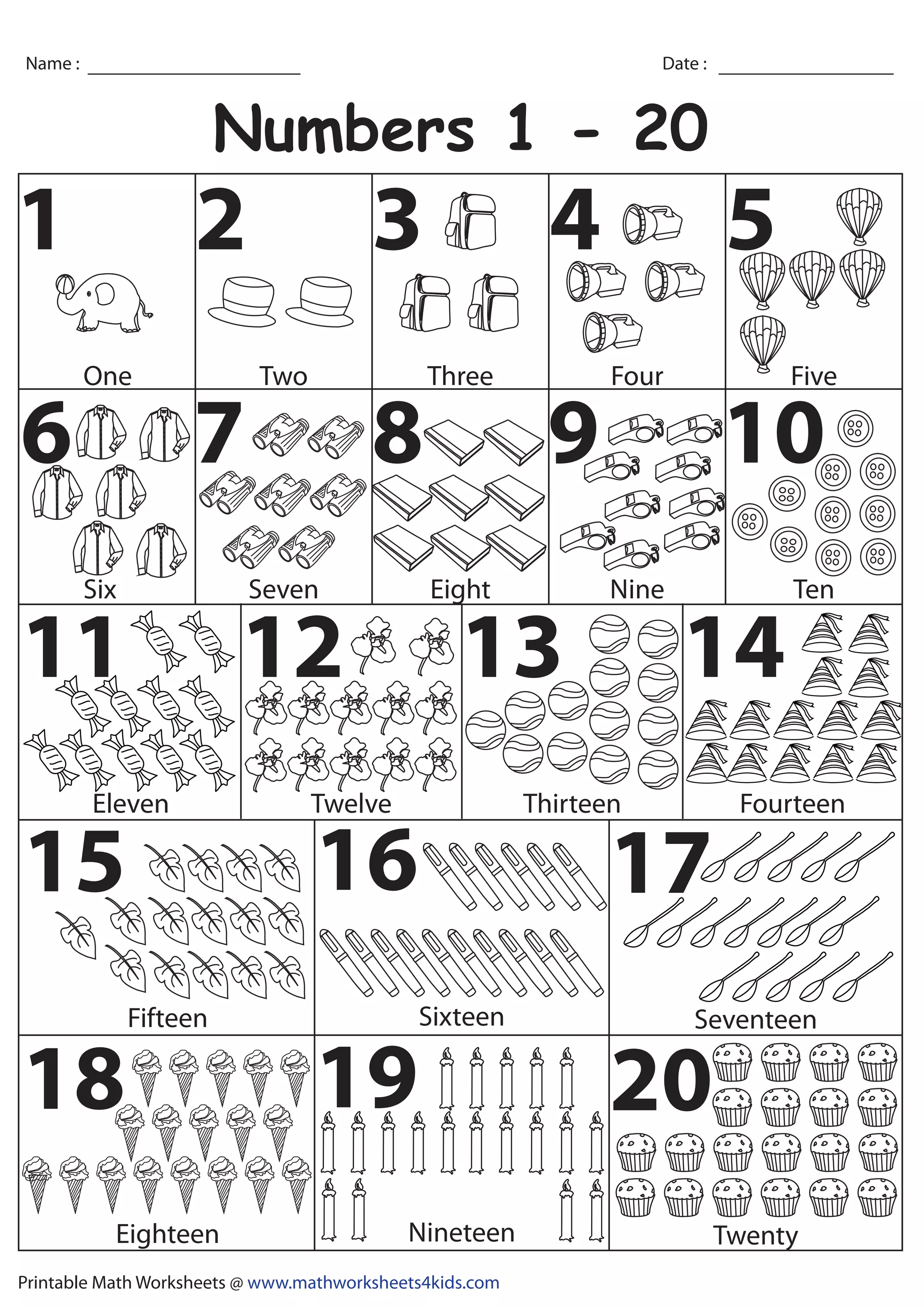 Numbers 1 to 20 | PDF