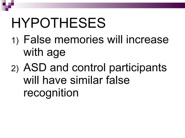 Picture and word false memory in autism spectrum disorder, Megan ...