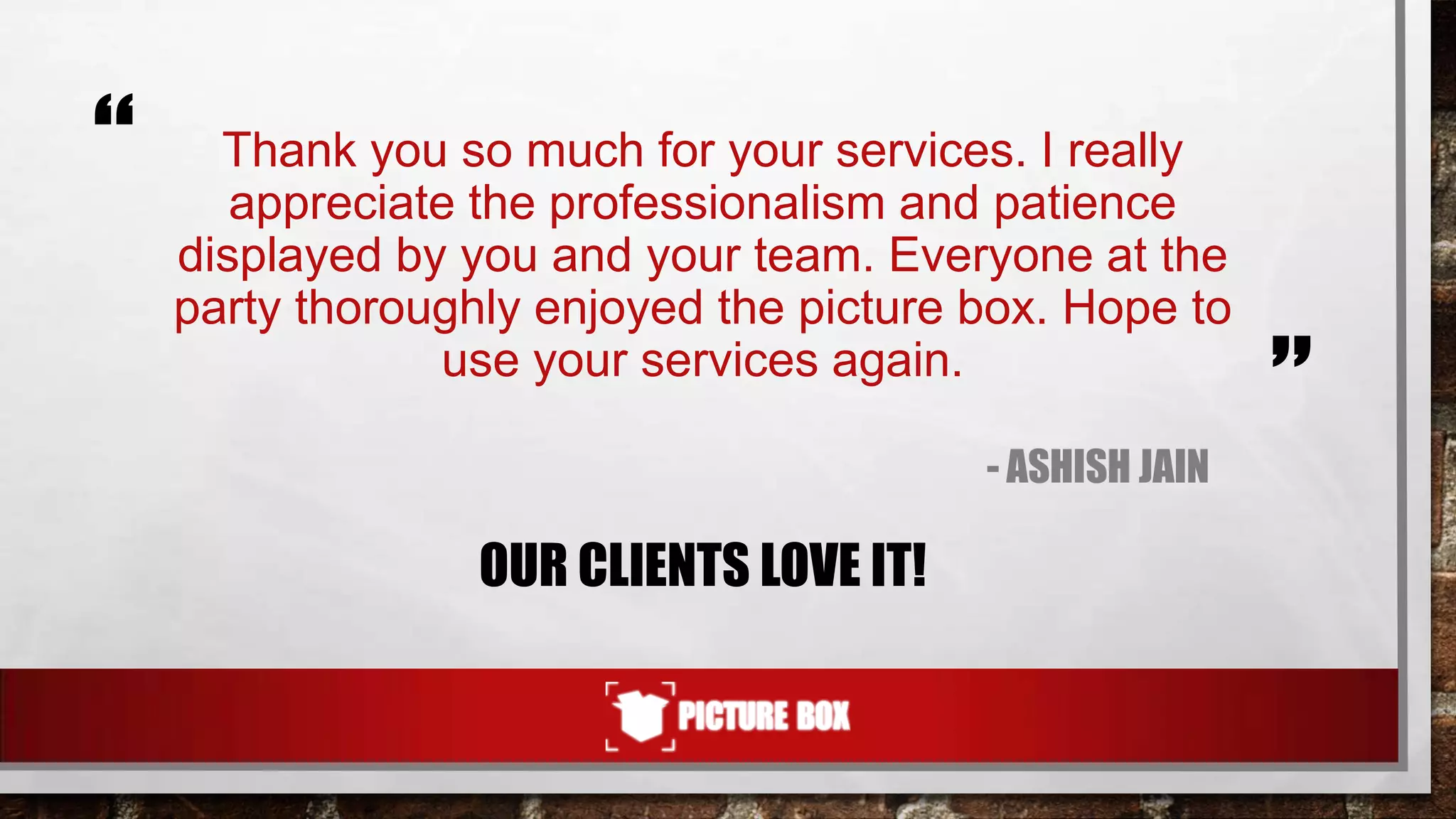Picturebox - Bangalore first Photo Booth Rental | PPTX