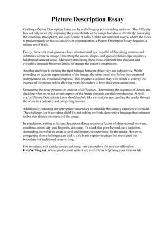 Picture Description Essay | PDF
