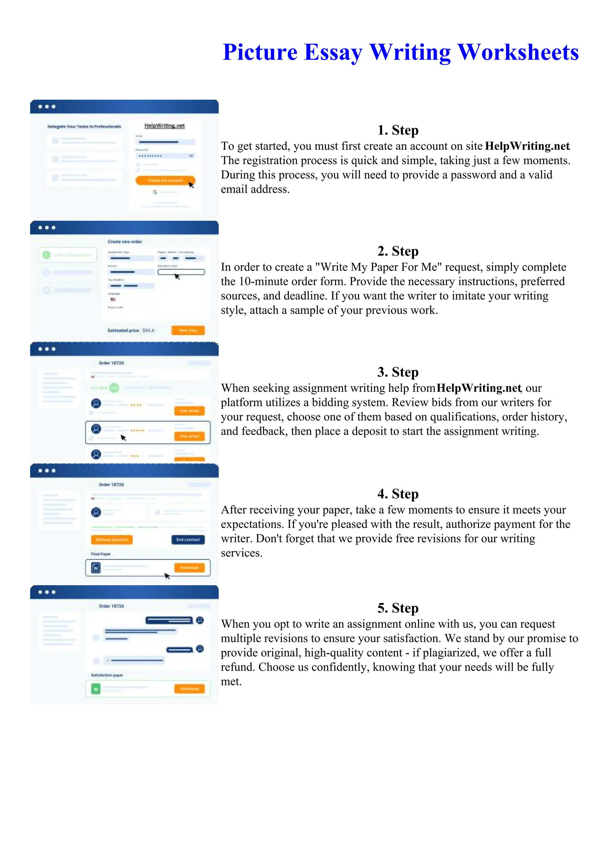 Picture Essay Writing Worksheets | PDF