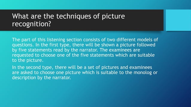 Picture recognition toeic | PPT