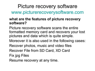 Picture Recovery Software | PPT