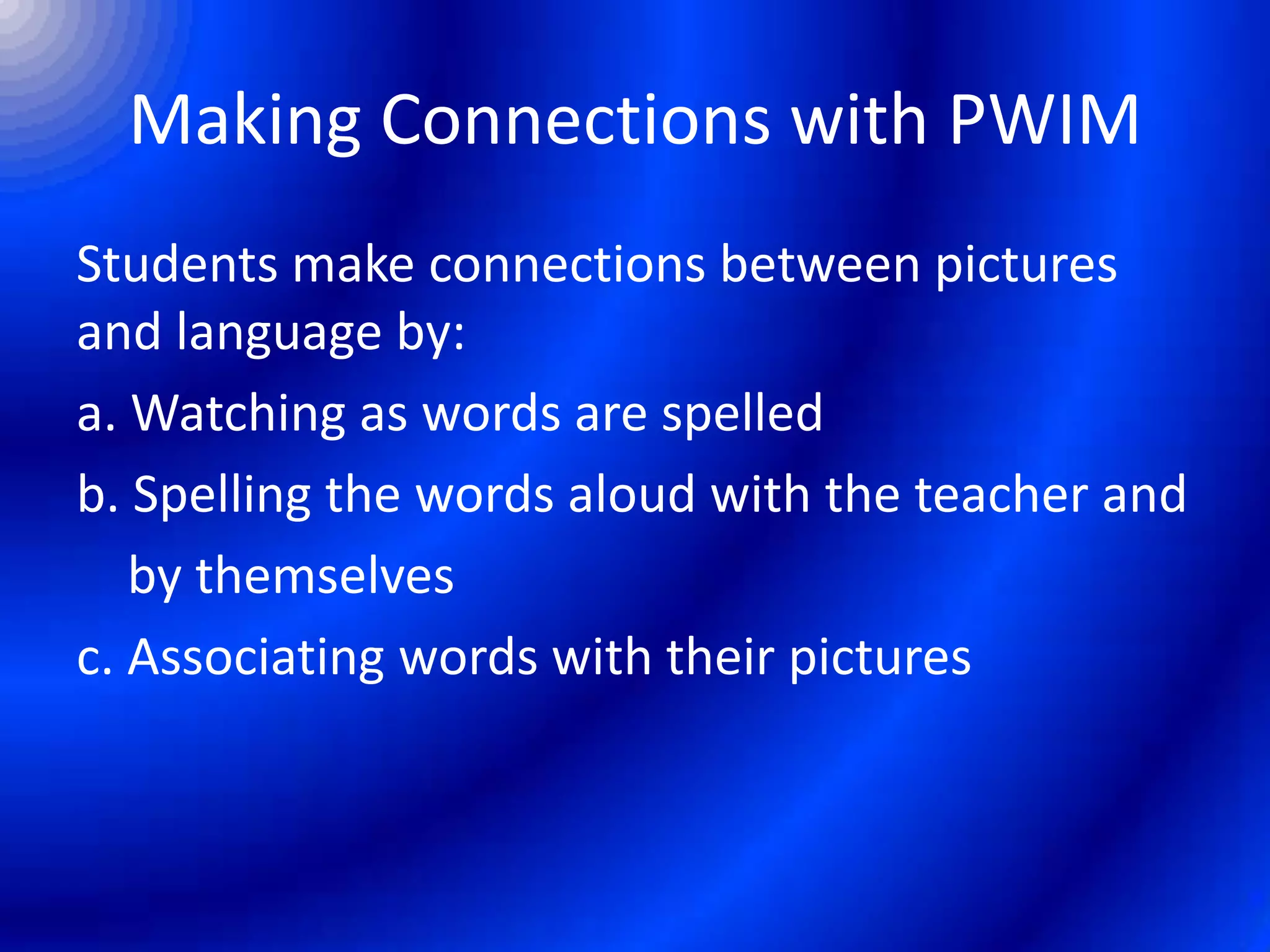Picture word induction model k reed | PPT
