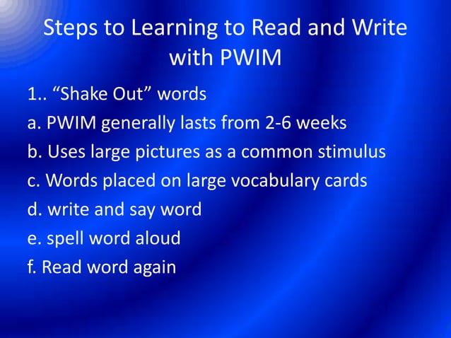 Picture word induction model k reed | PPT