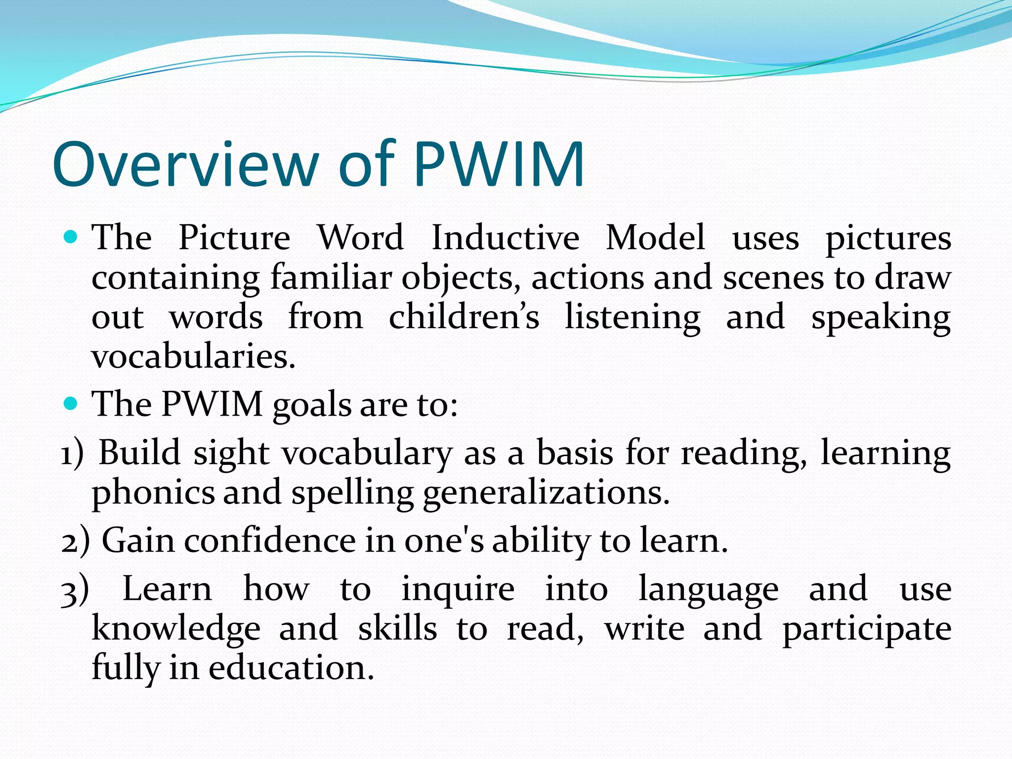 Picture Word Inductive Model (PWIM) | PPTX