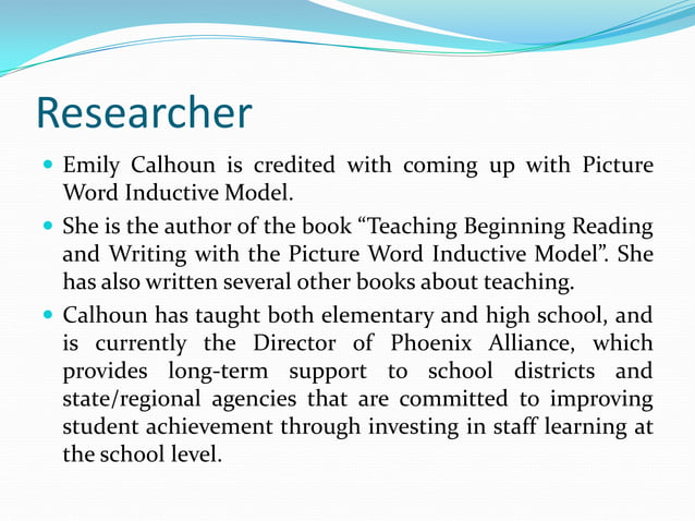 Picture Word Inductive Model (PWIM) | PPTX | Education