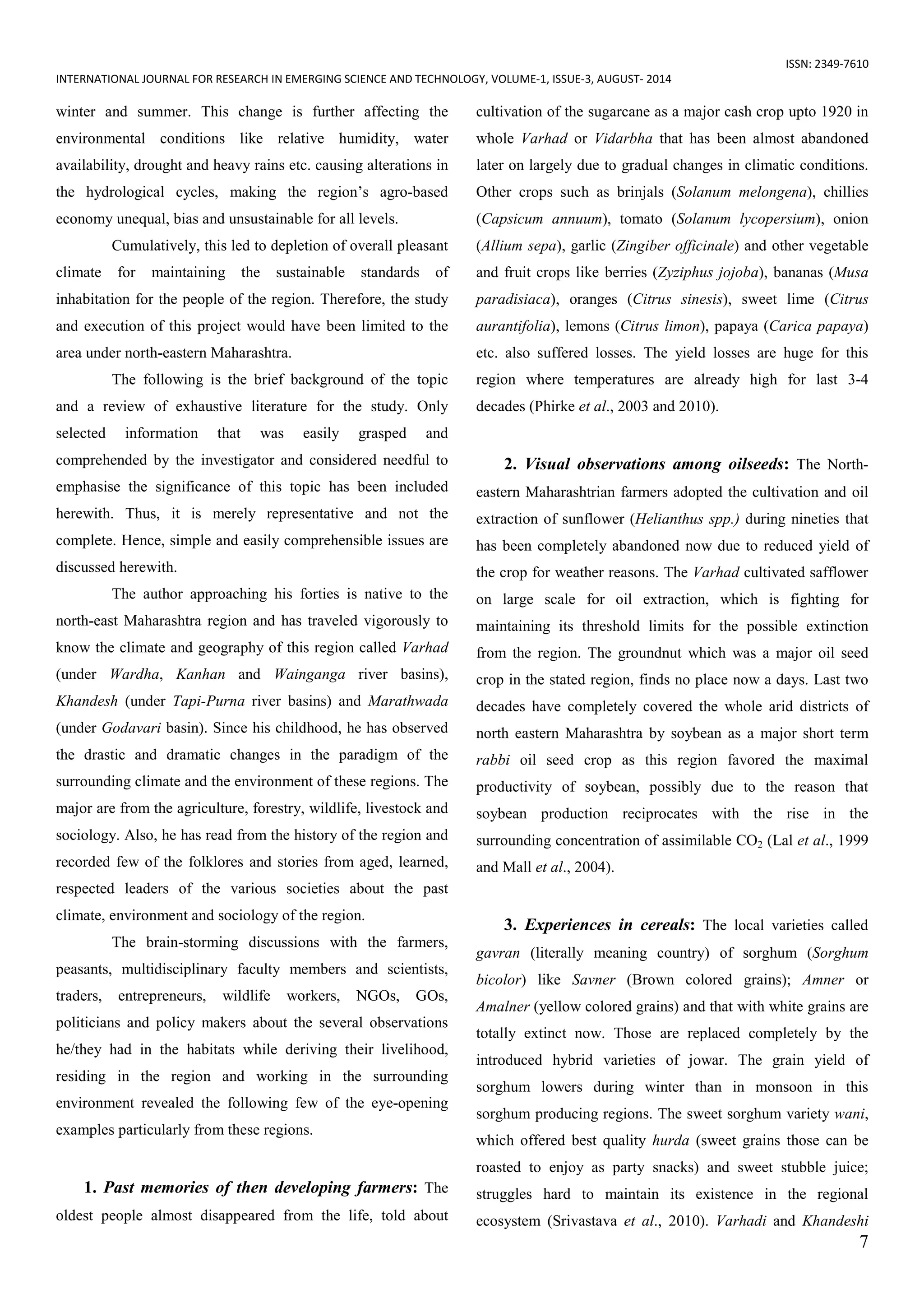 Alterations Among Few of Varhadi Flora and Fauna Against Ever-Changing ...