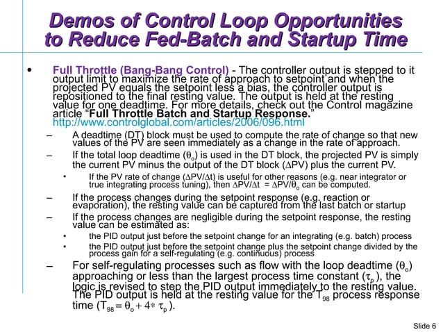 PID Control of True Integrating Processes - Greg McMillan Deminar | PPT