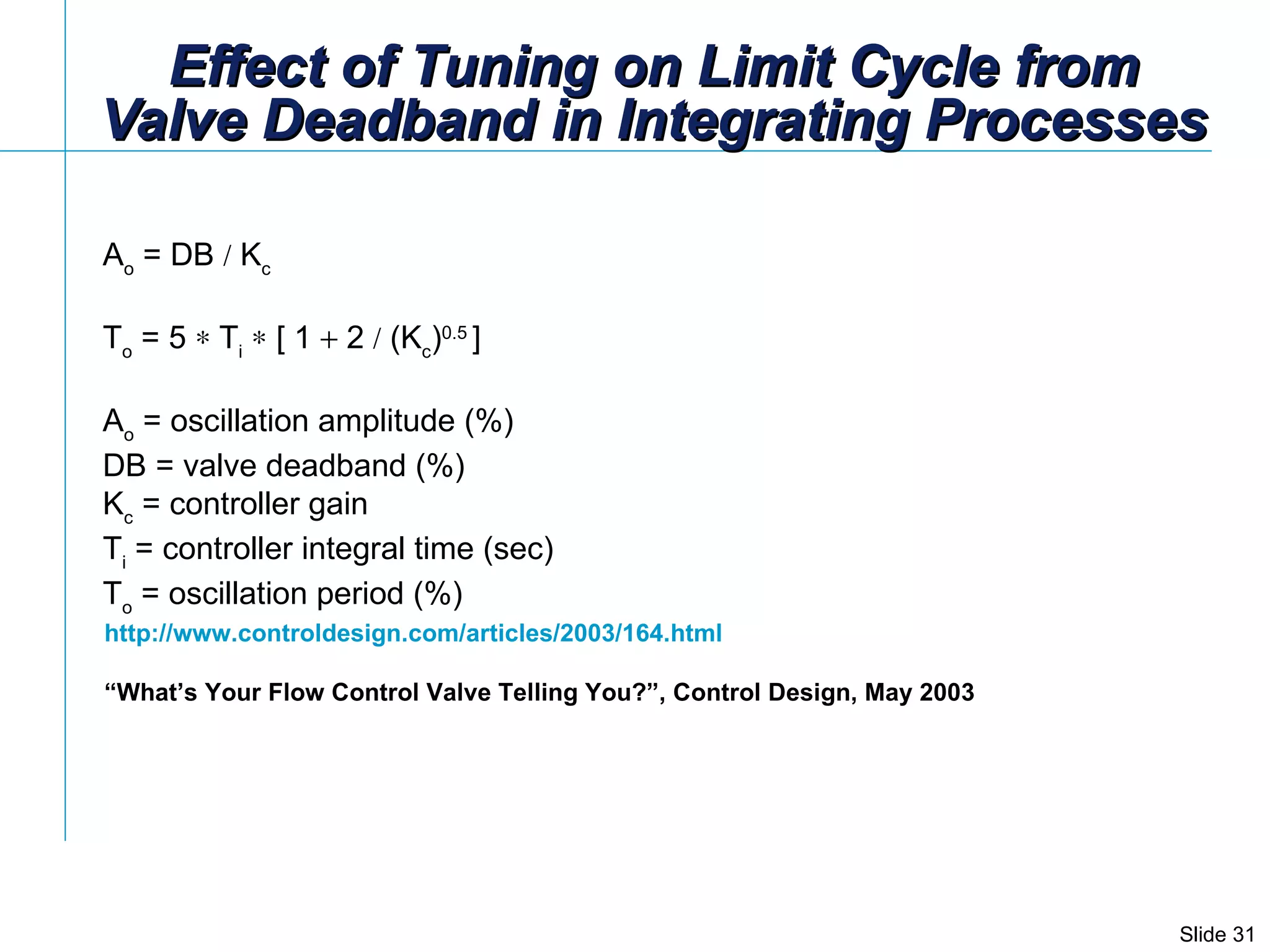 PID Control of Valve Sticktion and Backlash - Greg McMillan Deminar ...