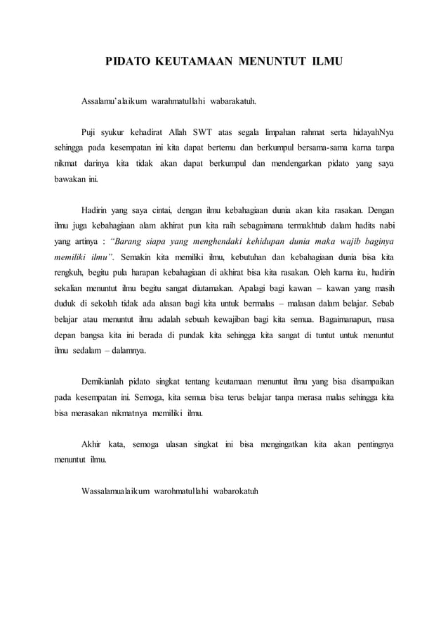 Pidato keutamaan menuntut ilmu | DOCX