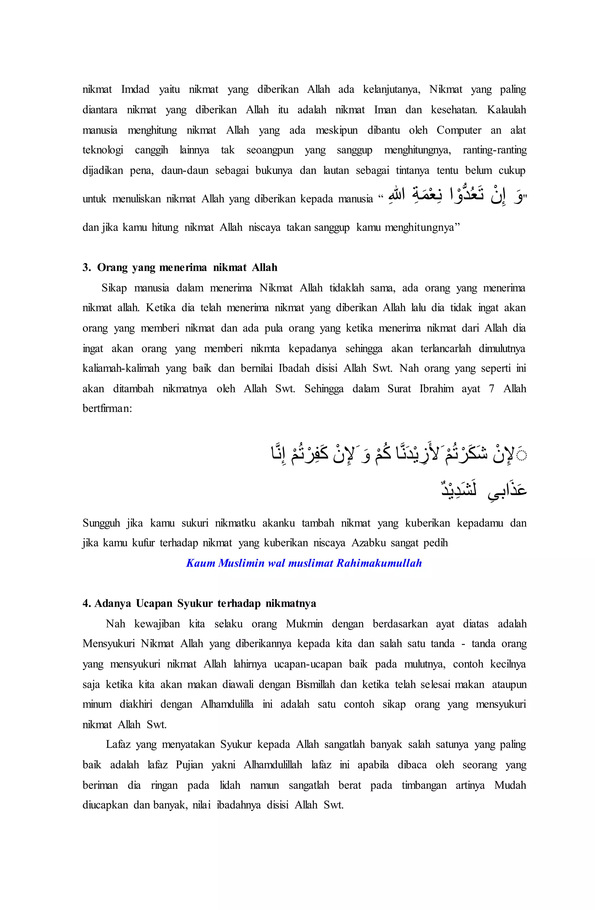 Pidato mensyukuri nikmat allah | DOCX