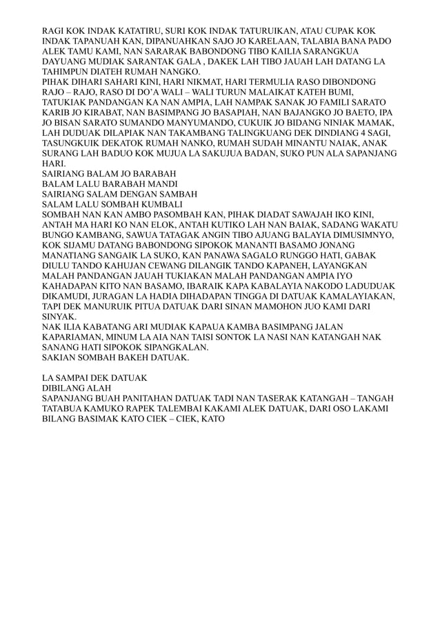 Pidato pasambahan siriah carano | DOC