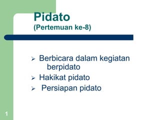 PEMBELAJARAN MENGENAI PIDATO TINGKAT - SD | PPT