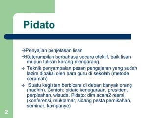 PEMBELAJARAN MENGENAI PIDATO TINGKAT - SD | PPT