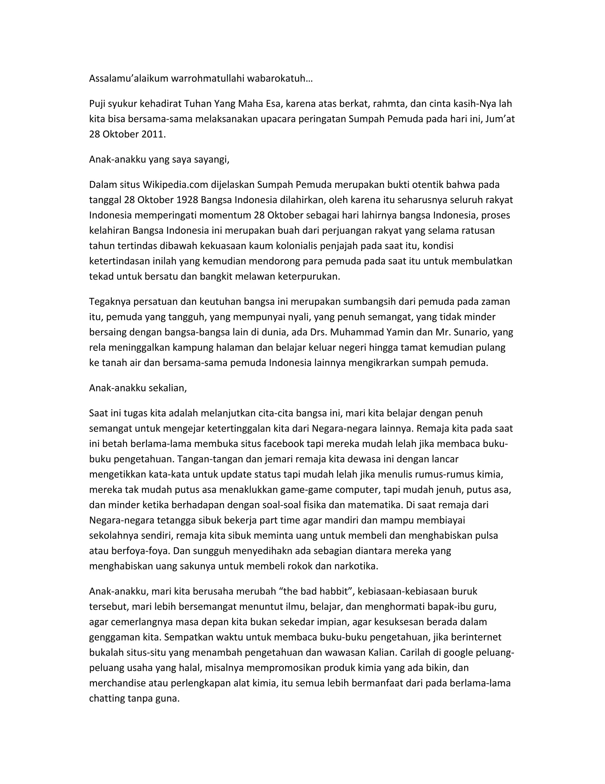 Pidato sumpah pemuda | RTF