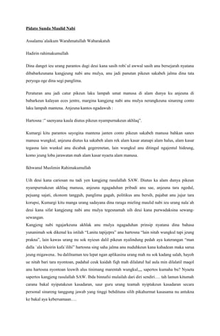 Pidato sunda maulid nabi | DOC