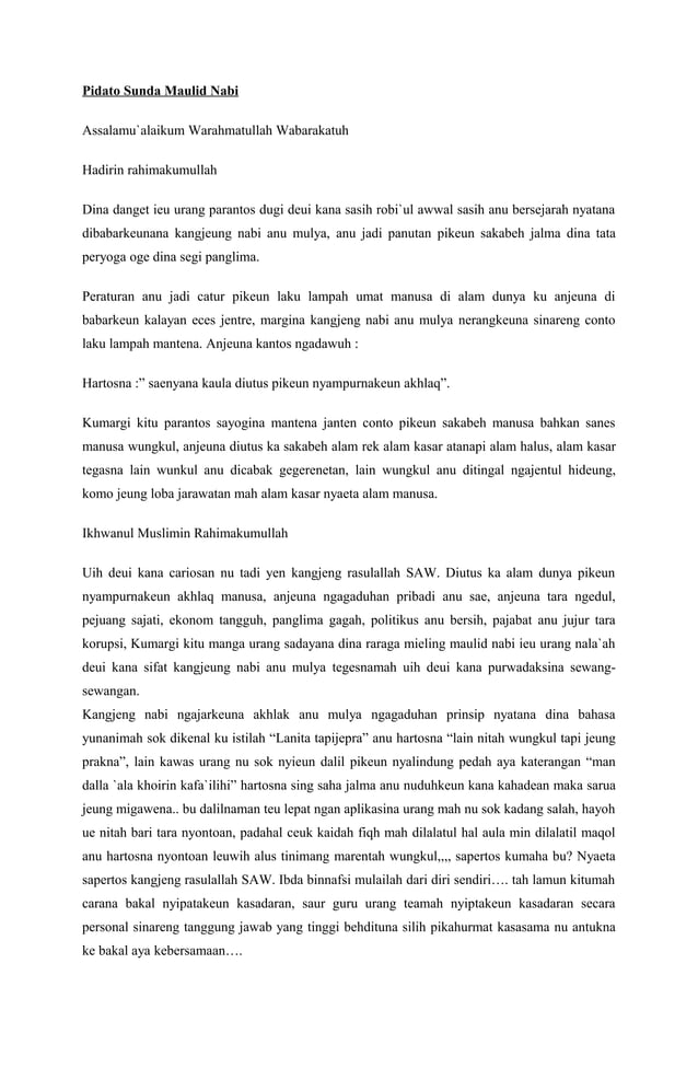 Pidato sunda maulid nabi | DOC
