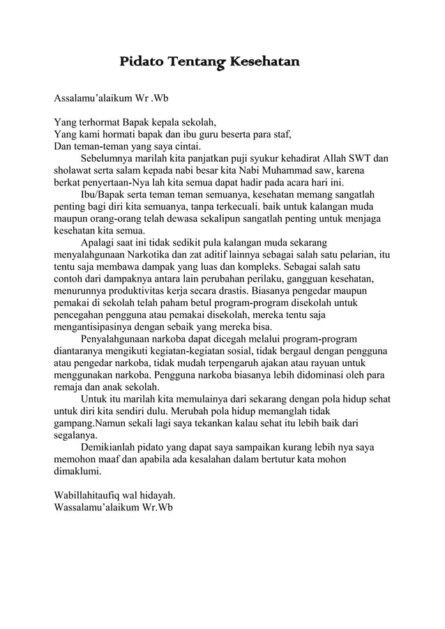 Pidato tentang kesehatan | DOCX