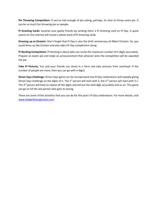 Pi day celebration ideas | PDF