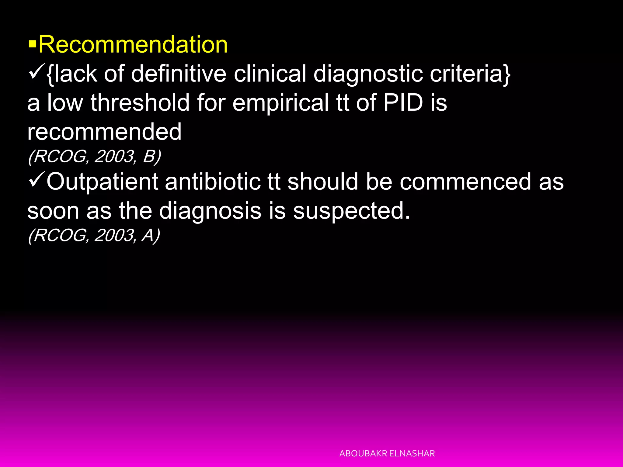 Pelvic Inflammatory Disease CDC, 2010 European Guidelines, 2012 | PDF