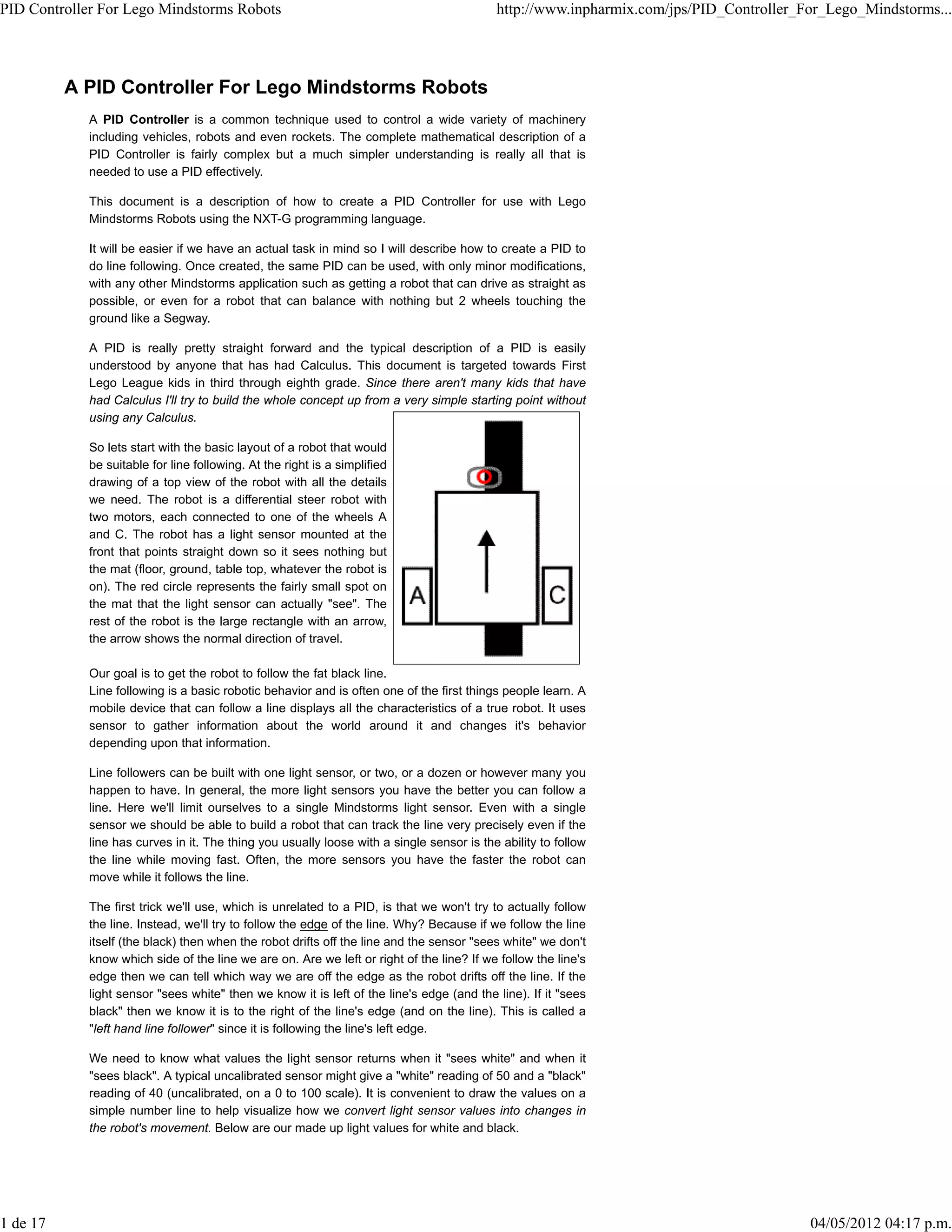 Pid controller for lego mindstorms robots | PDF