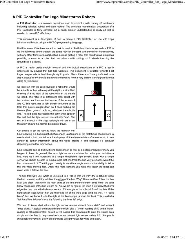 Pid Controller For Lego Mindstorms Robots Pdf
