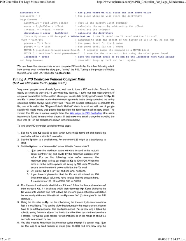 Pid controller for lego mindstorms robots | PDF