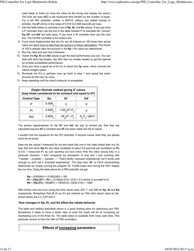 Pid controller for lego mindstorms robots | PDF