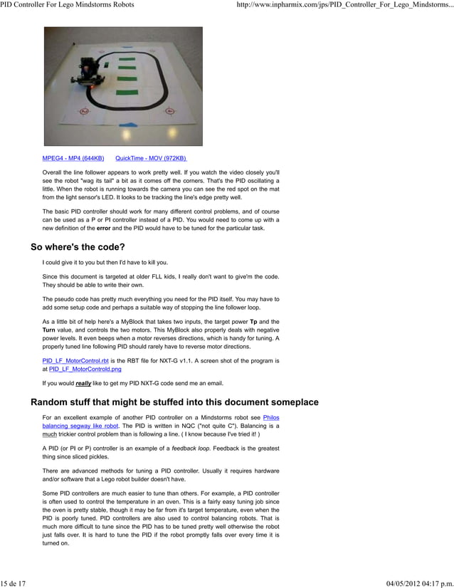 Pid controller for lego mindstorms robots | PDF