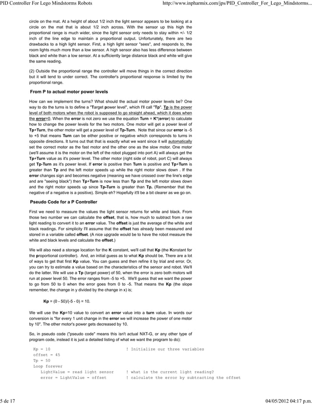 Pid Controller For Lego Mindstorms Robots Pdf