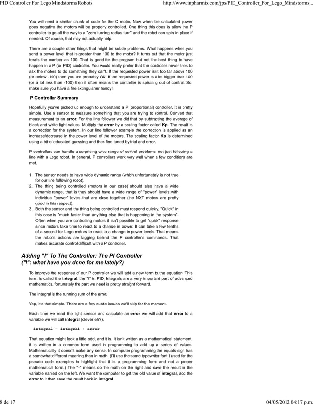 Pid Controller For Lego Mindstorms Robots Pdf