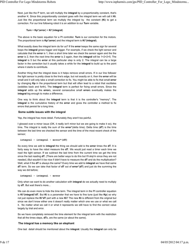 Pid Controller For Lego Mindstorms Robots Pdf