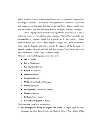 Pidgin and creole language | DOC