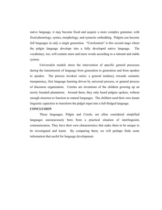 Pidgin and creole language | DOC