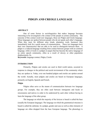 Creole Language Examples