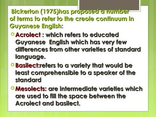 Pidgins creoles - sociolinguistics | PPT