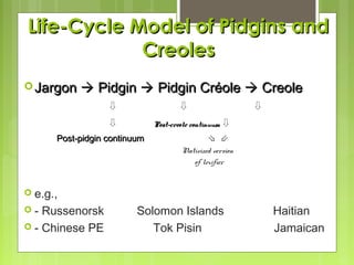 Pidgins creoles - sociolinguistics | PPT