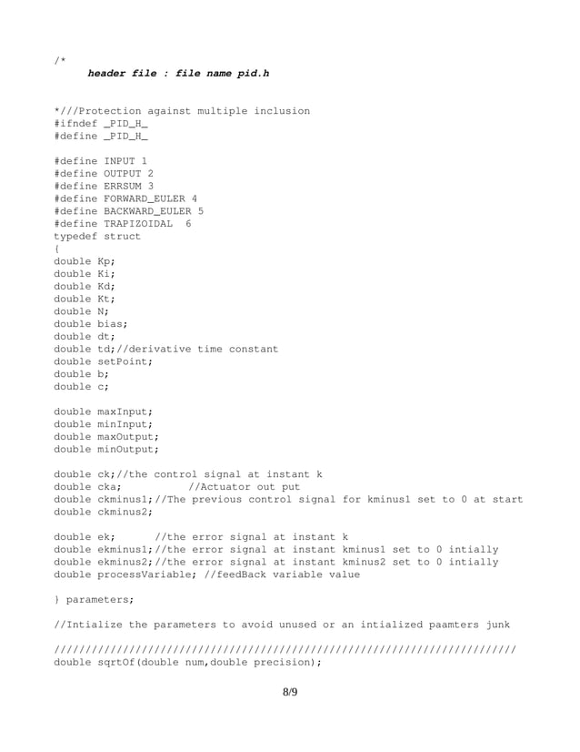 Implementing Pid Controller In C Programing Pdf