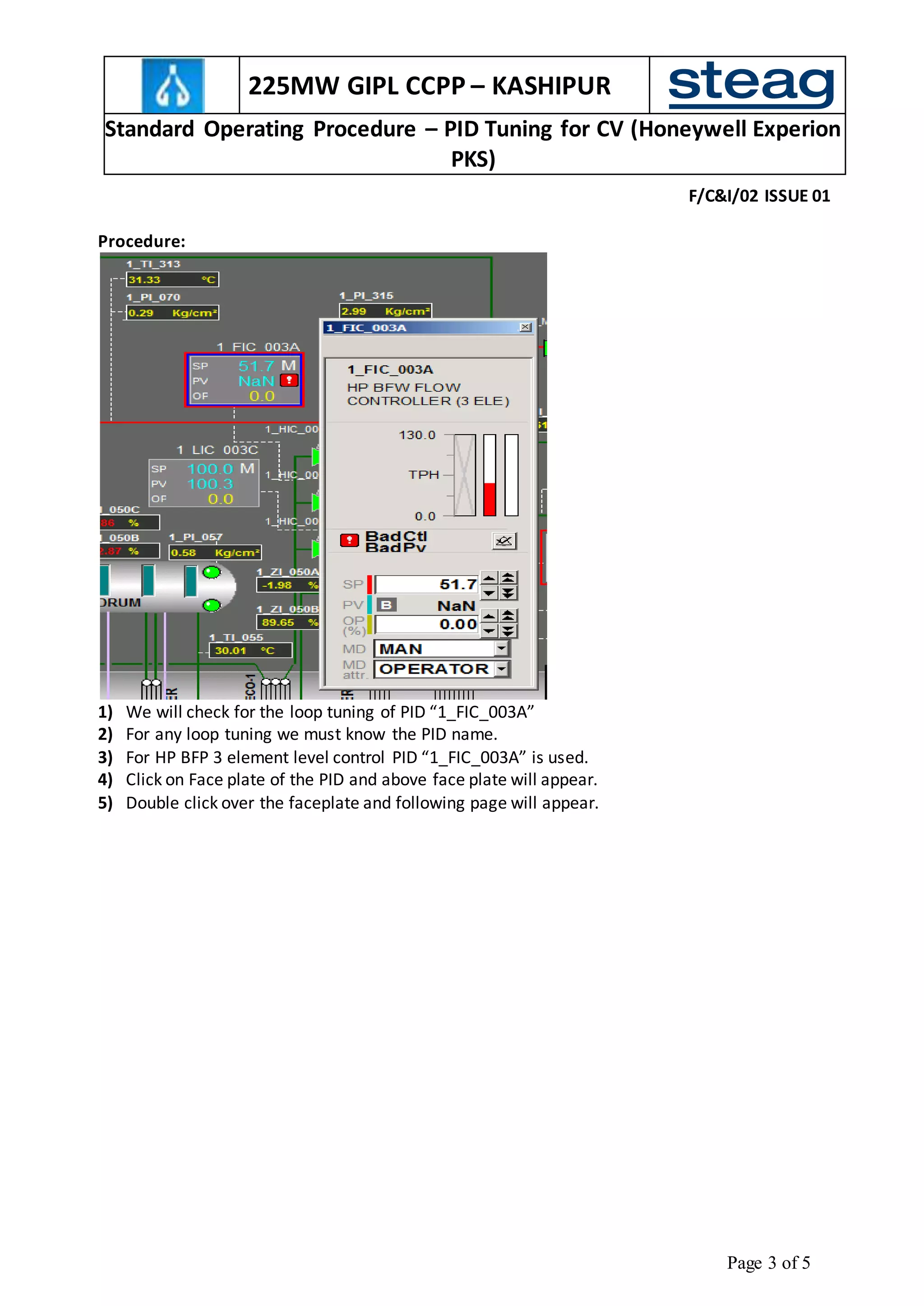 HONEYWELL Pid loop tuning | DOCX