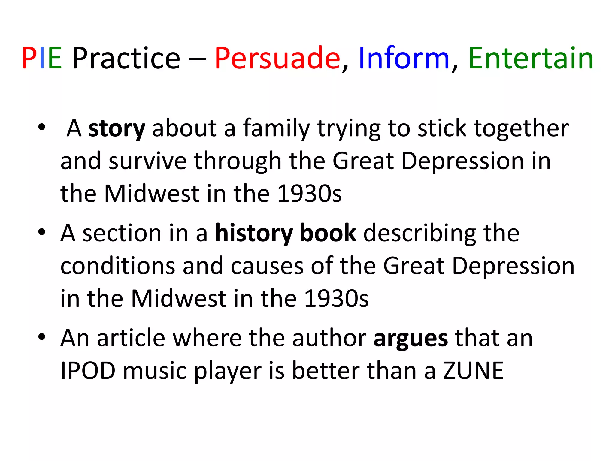 AUTHOR'S PURPOSE - Pie | PPTX