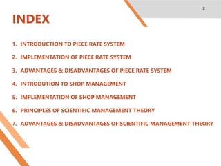 Piece rate system & shop management, principles of Scientific ...