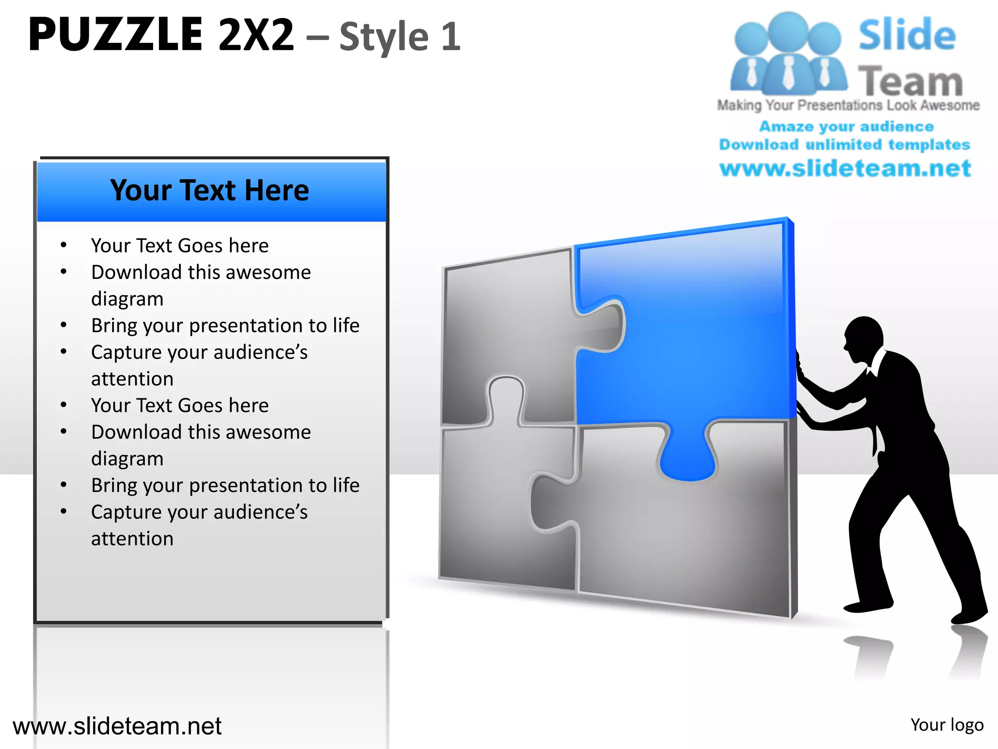 Pieces of puzzle 2x2 design 1 powerpoint ppt slides. | PPT