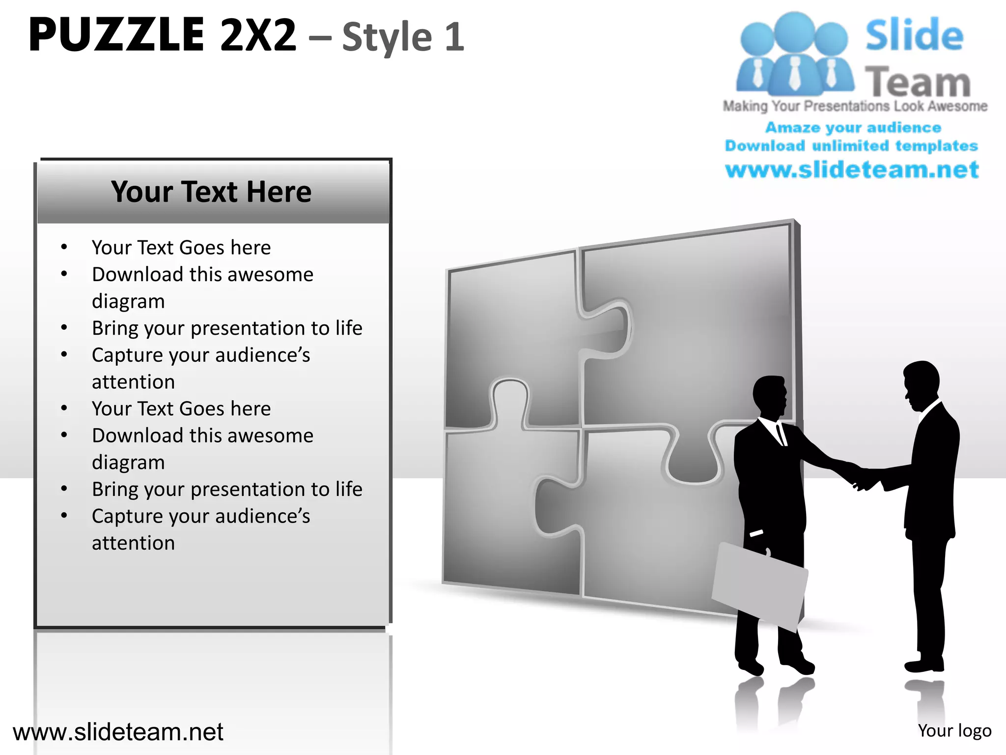 Pieces of puzzle 2x2 design 1 powerpoint ppt templates. | PPT