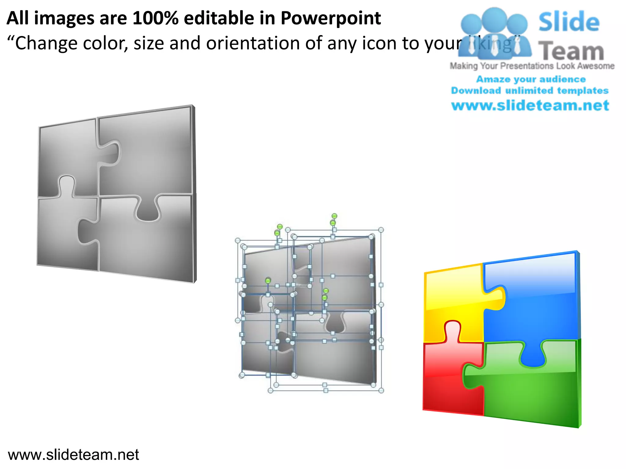 Pieces of puzzle 2x2 design 1 powerpoint ppt templates. | PPT