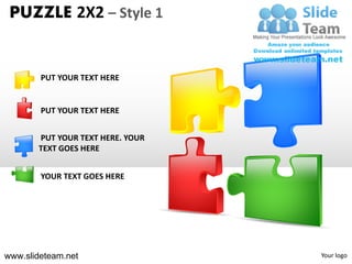 Pieces of puzzle 2x2 design 1 powerpoint ppt templates. | PPT