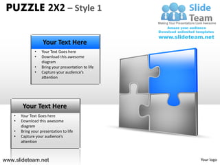 Pieces of puzzle 2x2 design 1 powerpoint ppt templates. | PPT